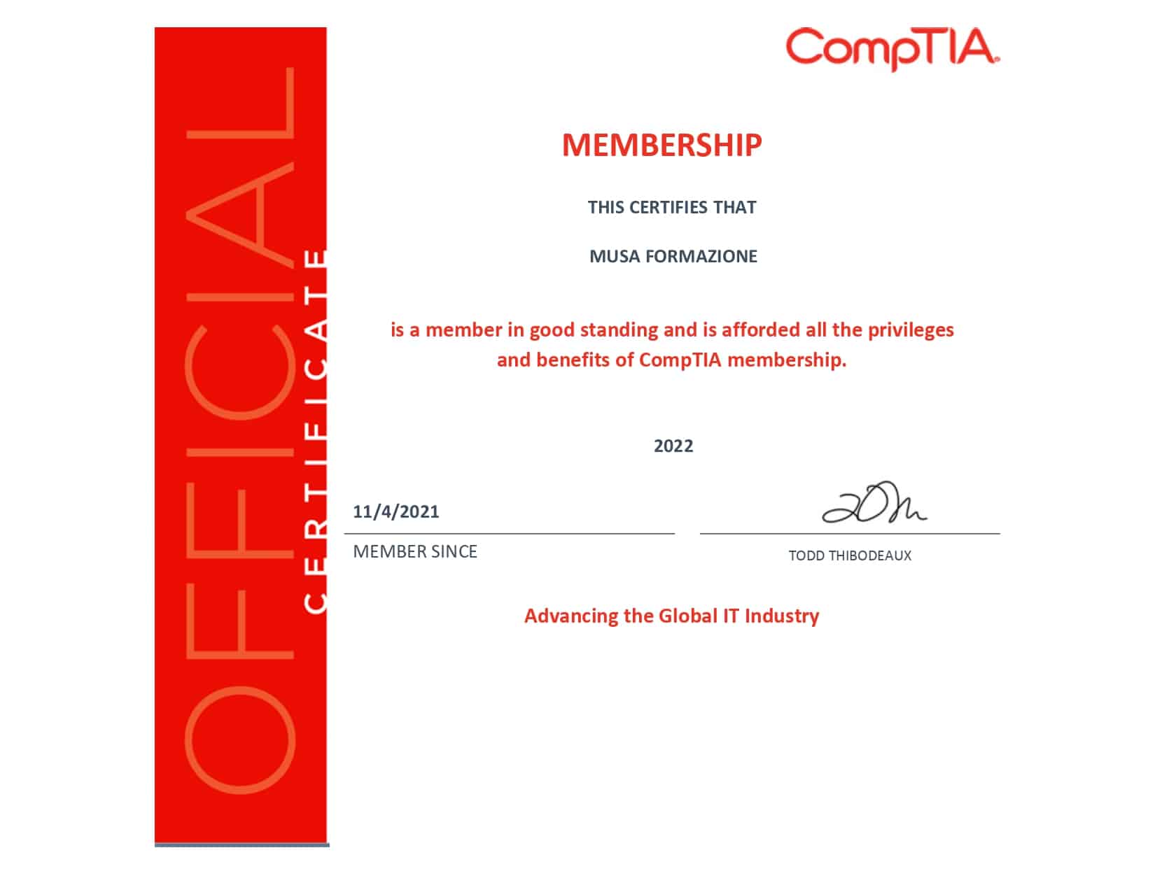 Certificazione CompTIA Academic Partner | Musa Formazione